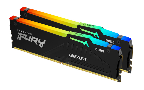 DDR5 64GB (2x32GB) 5600MT/s [FURY BEAST RGB], Non-ECC UDIMM, CL40 1.25V, 288-Pin 1Rx8, Black, Memory Kit, w/RGB Heatsink, XMP