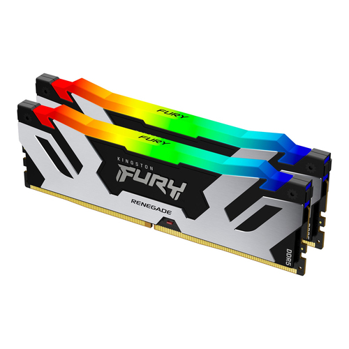 DDR5 48GB (2x24GB) 7200MT/s [FURY RENEGADE RGB], Non-ECC UDIMM, CL38 1.45V, 288-Pin 1Rx8, Silver/Black, Memory Kit, w/RGB Heatsink, XMP