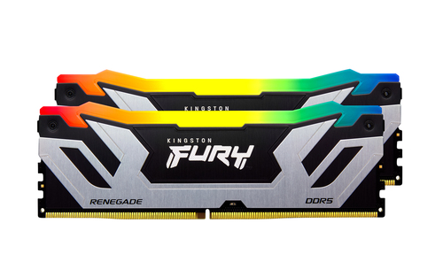 DDR5 48GB (2x24GB) 8800MT/s [FURY RENEGADE RGB], Non-ECC CUDIMM (Clocked), CL42 1.4V, 288-pin 1Rx8, Silver/Black, Memory Kit, w/RGB Heatsink, XMP