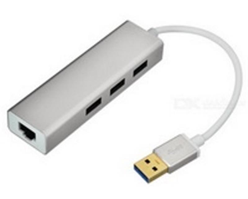 USB 3.0 - HUB 3port + RJ45 (ž) siva