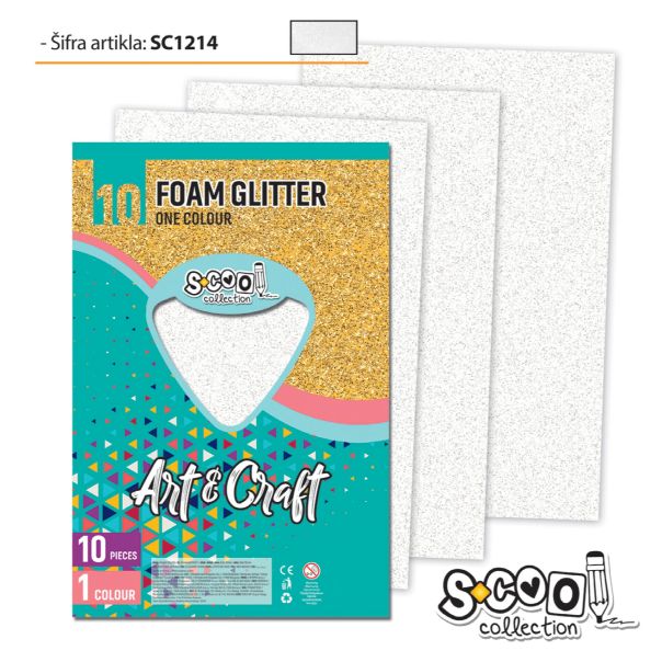S-COOL Eva pena gliter bela, set 1/10 sc1214