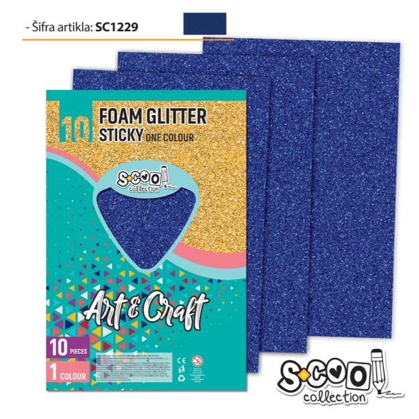 S-COOL Eva pena gliter samolepiva plava, set 1/10 sc1229