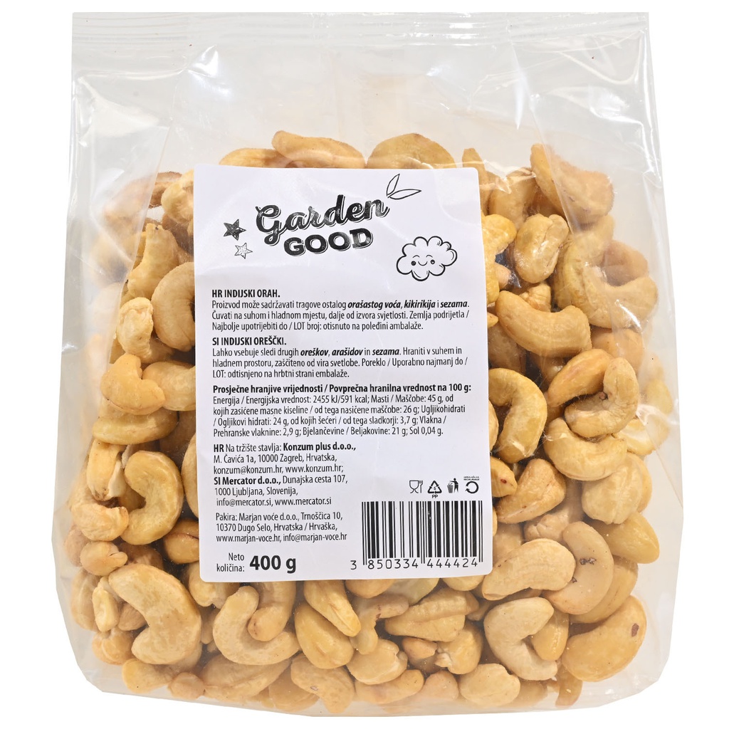 ORAH INDIJSKI SIROVI 400G GREEN GARDEN