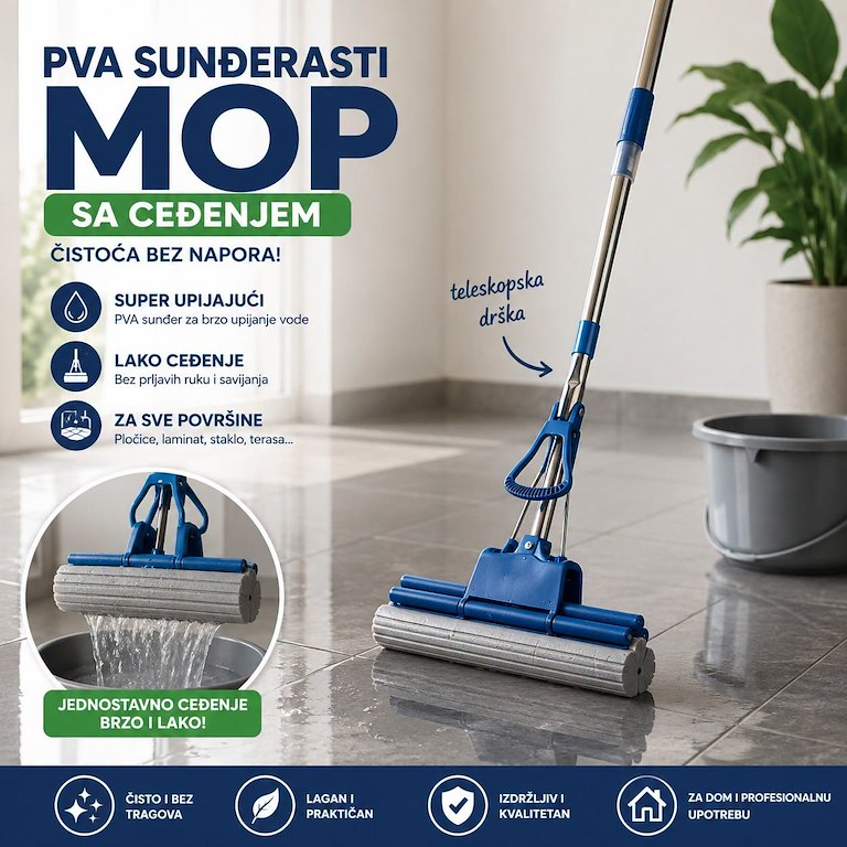PVA Sunđerasti Džoger Mop sa Ceđenjem