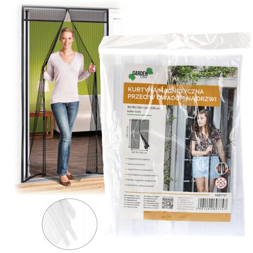Magnetna zavesa protiv insekata za vrata 80/90/100 × 210/220 cm, bela