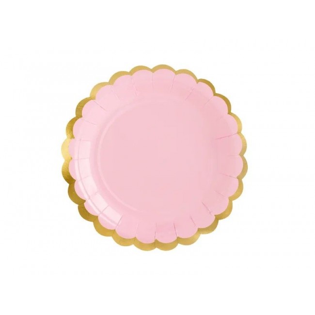 Party Deco - Tanjiri roze sa zlatnom ivicom