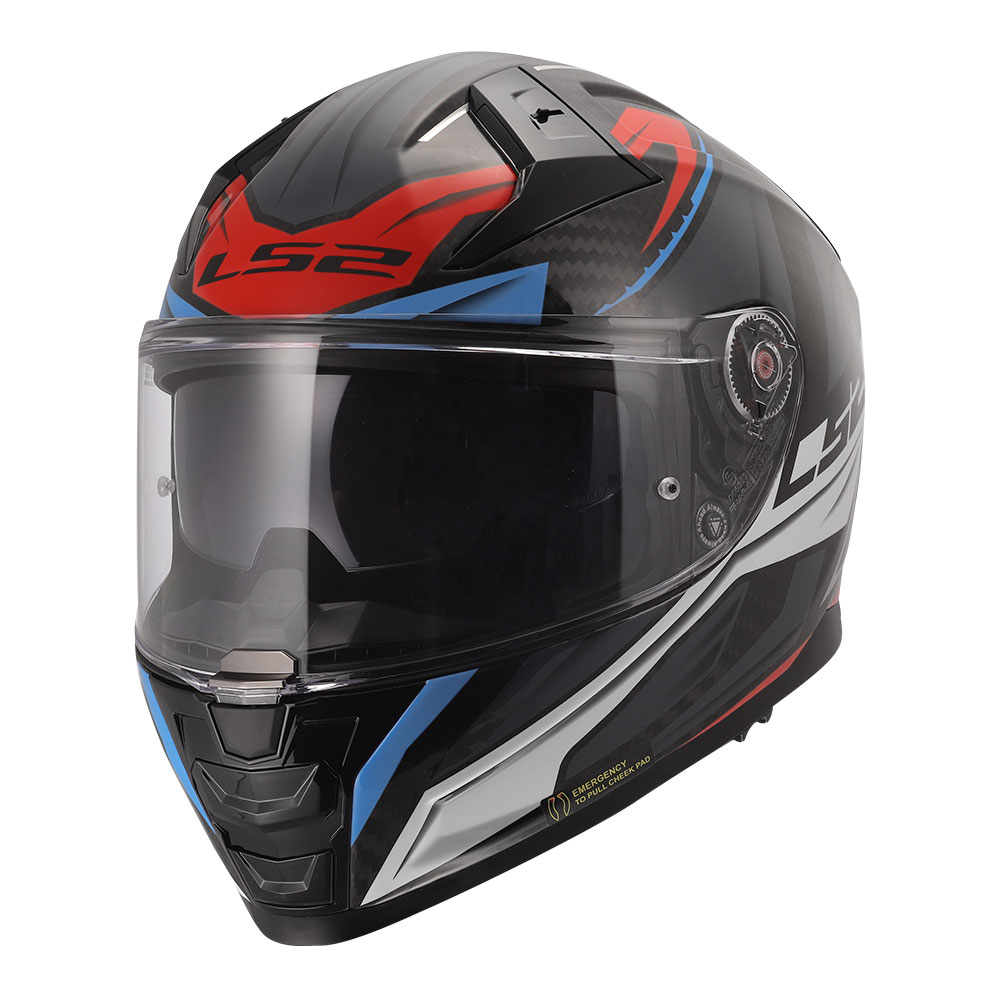 Kaciga LS2 Full Face FF811 VECTOR II CARBON SAVAGE belo plavo crvena