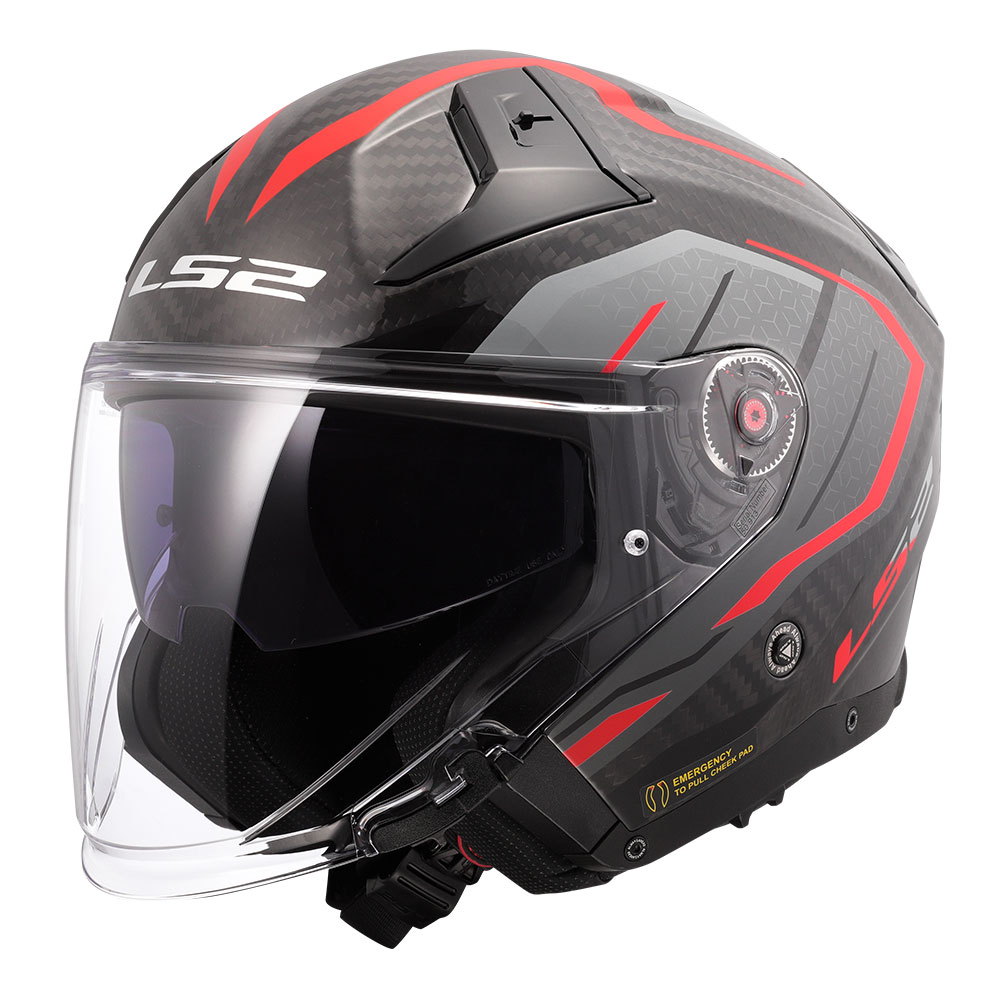 Kaciga LS2 Jet OF603 INFINITY II CARBON URUS crno crvena