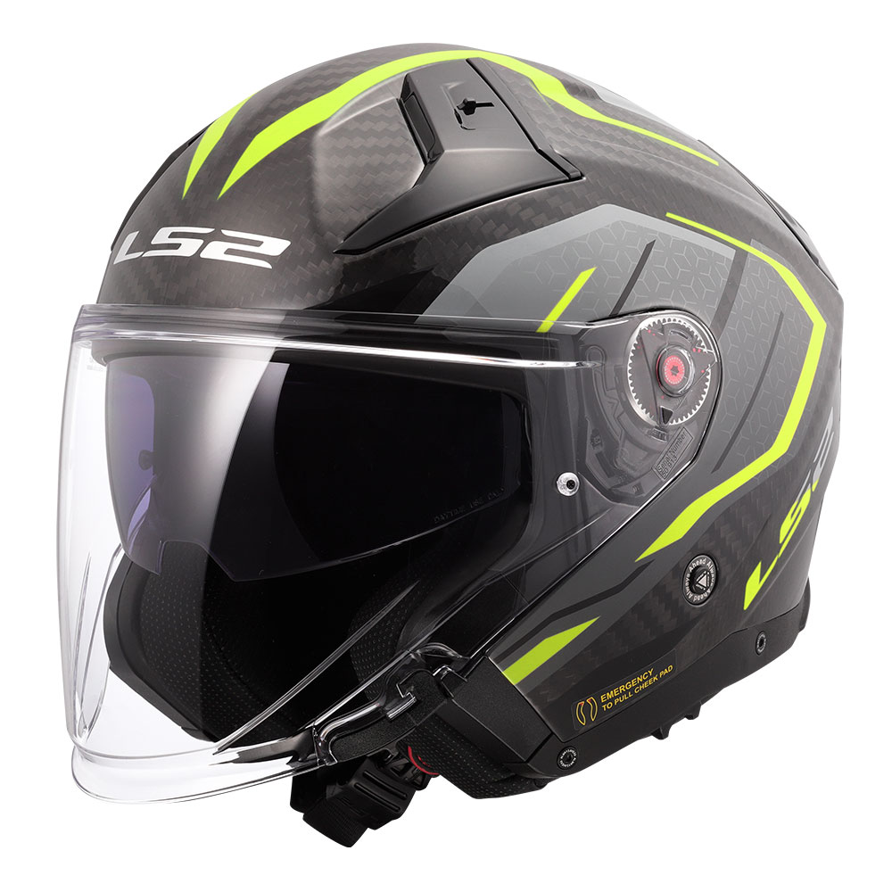 Kaciga LS2 Jet OF603 INFINITY II CARBON URUS crno žuta