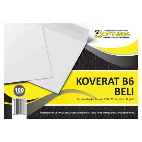 Koverat B6 beli 1/100 samolepiv