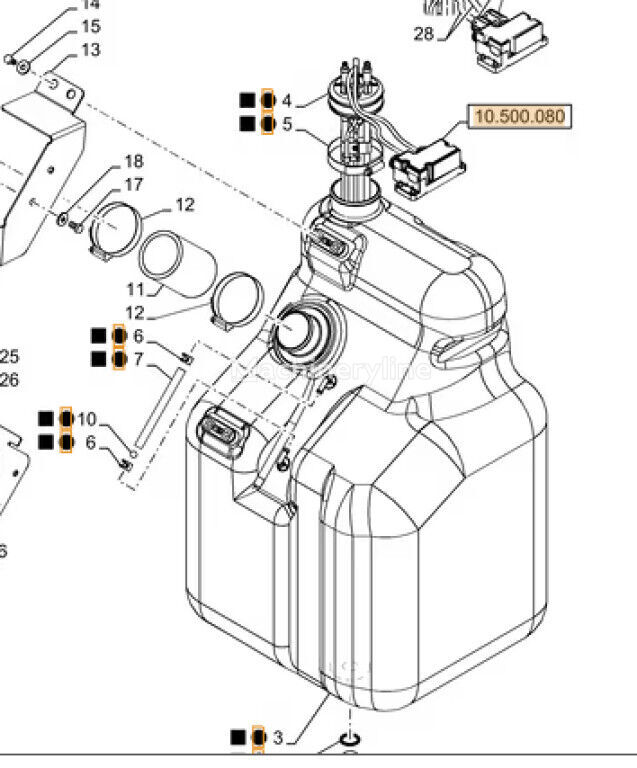 Case KRH21830 - KRH19350 AdBlue rezervoar za CX210D CX160D građevinske mašine