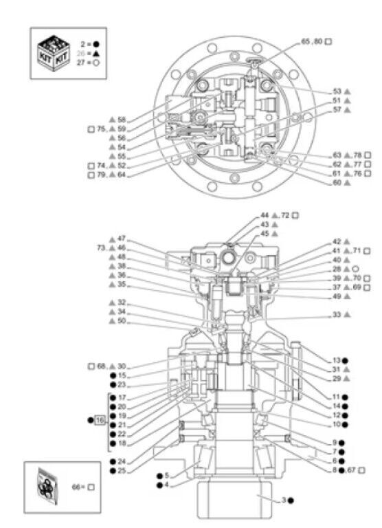Case KNC10013 - 48003194 rotacioni prenosnik za CX130B CX130C CX130D građevinske mašine