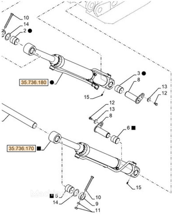 Case KWV14460 - KWV14450 RH hidraulični cilindar za Case CX750D bagera