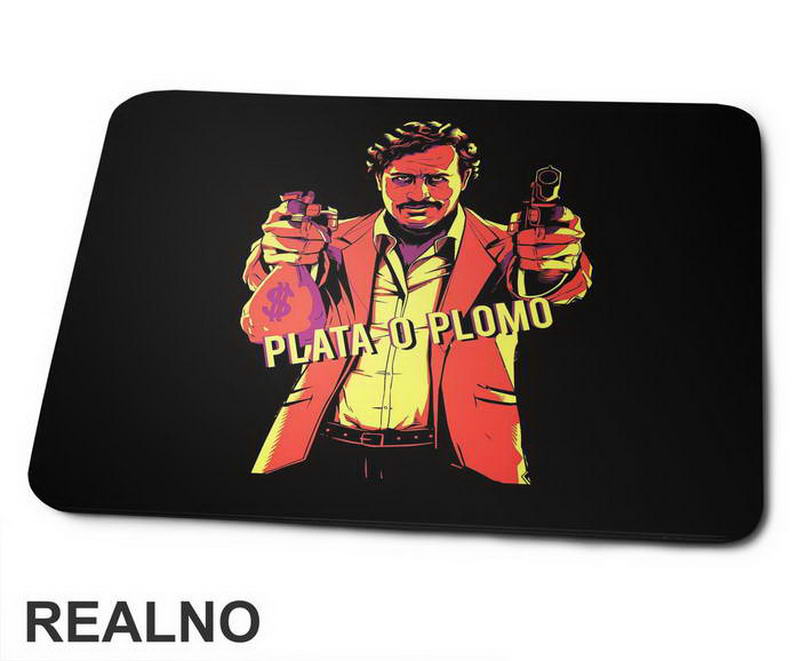 Plata O Plomo Pablo Escobar Holing A Gun And A Bag Of Money - Narcos - Podloga Za Miš
