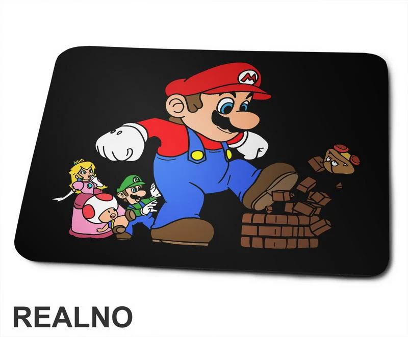 Mario Ruši Blok - Super Mario - Podloga Za Miš