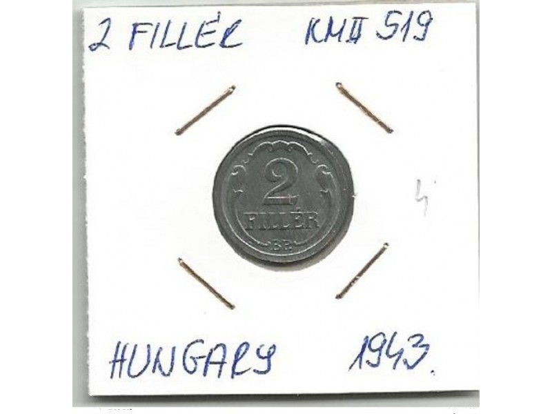 c5 Hungary 2 filler 1943. High grade KM#519
