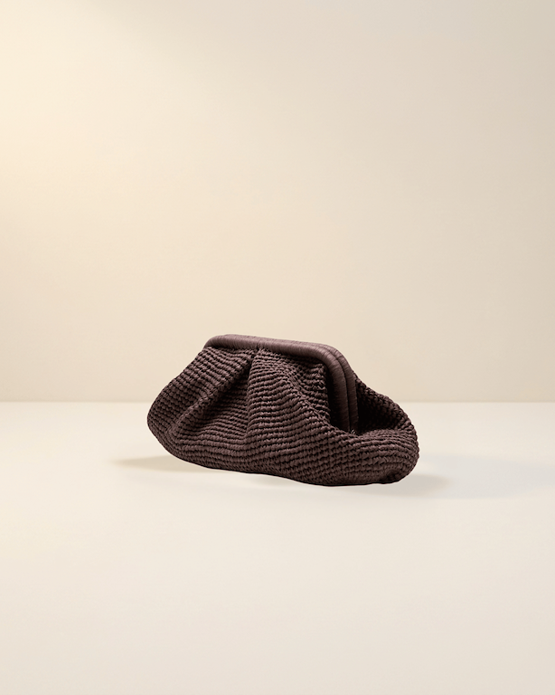 Mala ženska clutch torba od rafije - braon