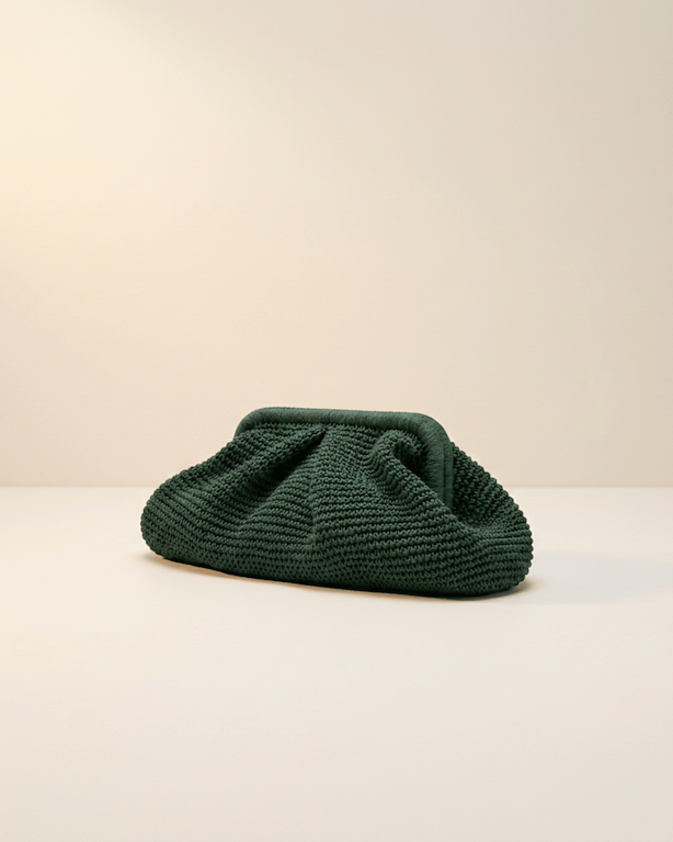 Mala ženska clutch torba od rafije - zelena
