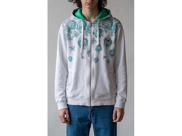 FISHBONE beli uniseks duks sa zelenim baroknim S/M