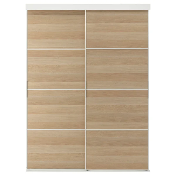 Klizna vrata, kombinacija, bela/dvostrano belo b. im. hrastovine, 152x205 cm
