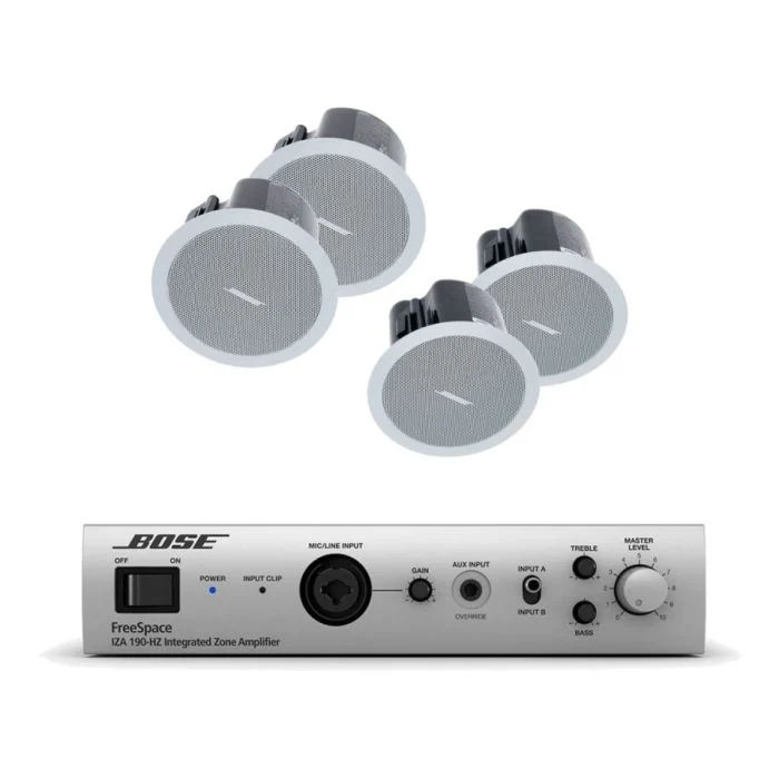 BOSE FreeSpace komplet ozvučenja: 4× ugradni plafonski zvučnik FS2C, integrisano pojačalo IZA190-HZ