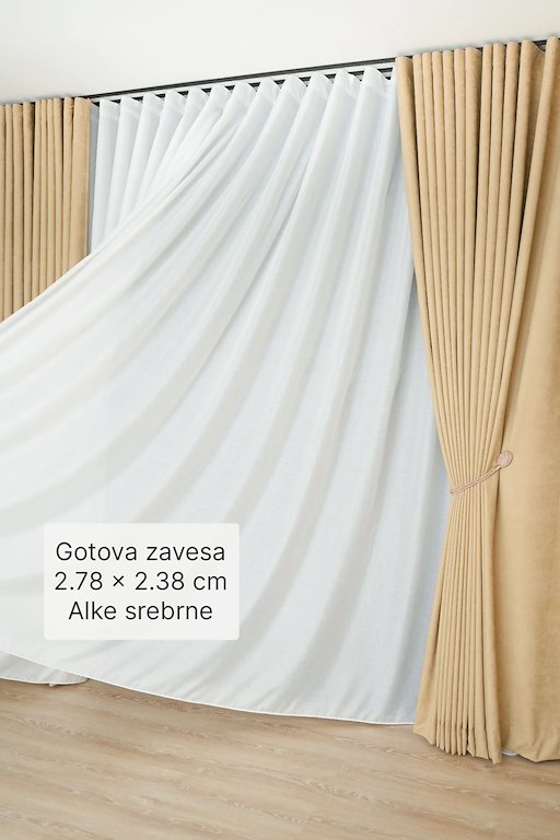 Gotova zavesa Keten bela