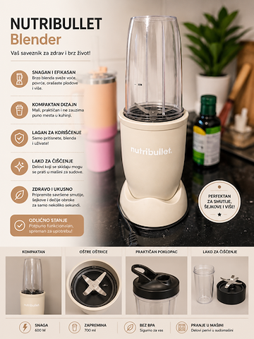 HITNO! Nutribullet 600W blender u krem boji