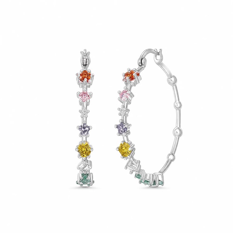 SREBRNE MINDJUŠE RAINBOW HOOPS