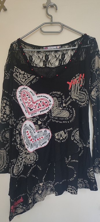 Desigual tunika/haljina sa dugim rukavima - Crna podloga sa printom
