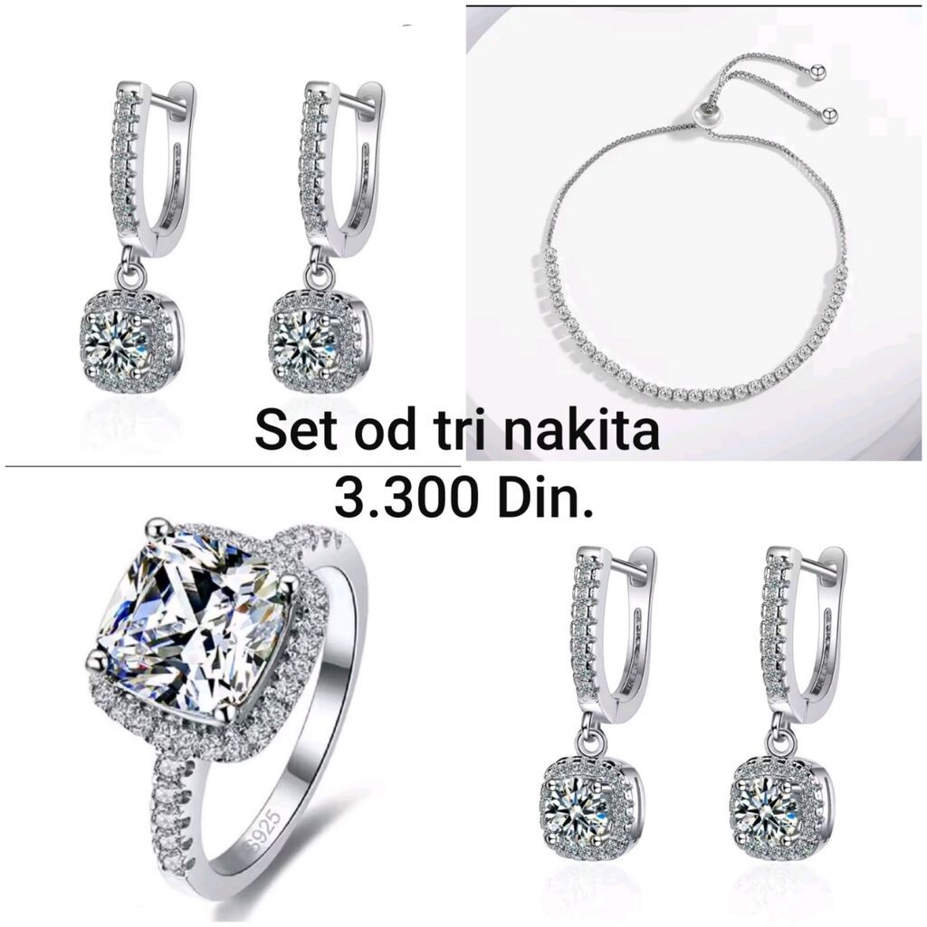 Elegantni posrebreni set nakita od hirurskog čelika sa žigom S925 od