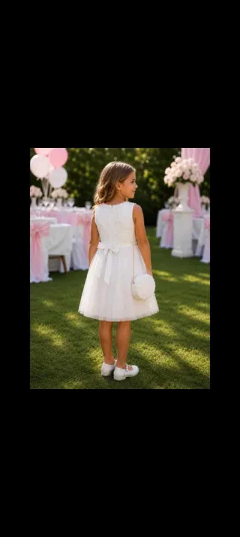 Svečani komplet za devojčice “Magdalena” – bela haljina + okrugla