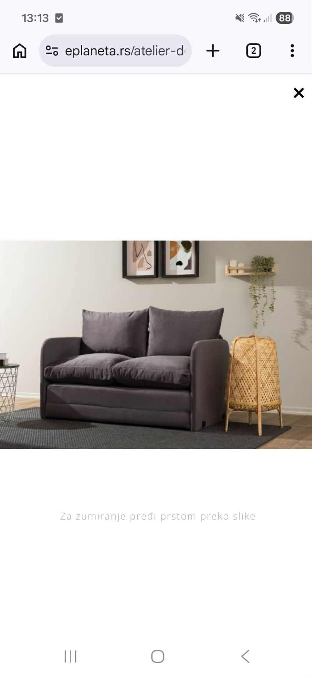 ATELIER DEL SOFA Dvosed „Saga”, siva - Kompaktan, udoban dvosed