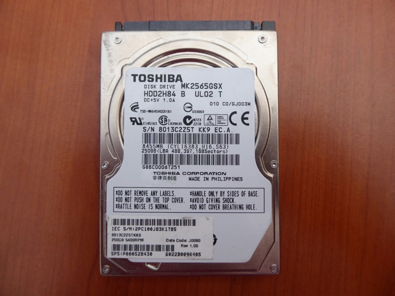 TOSHIBA HDD za laptop, MK2565GSX, 250GB, 2.5"