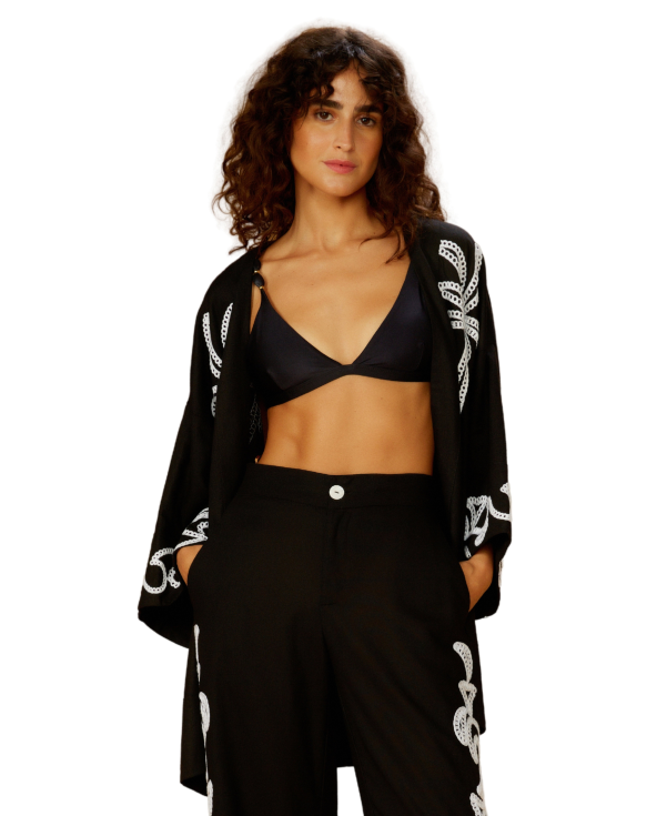 Kimono Barrado Preto