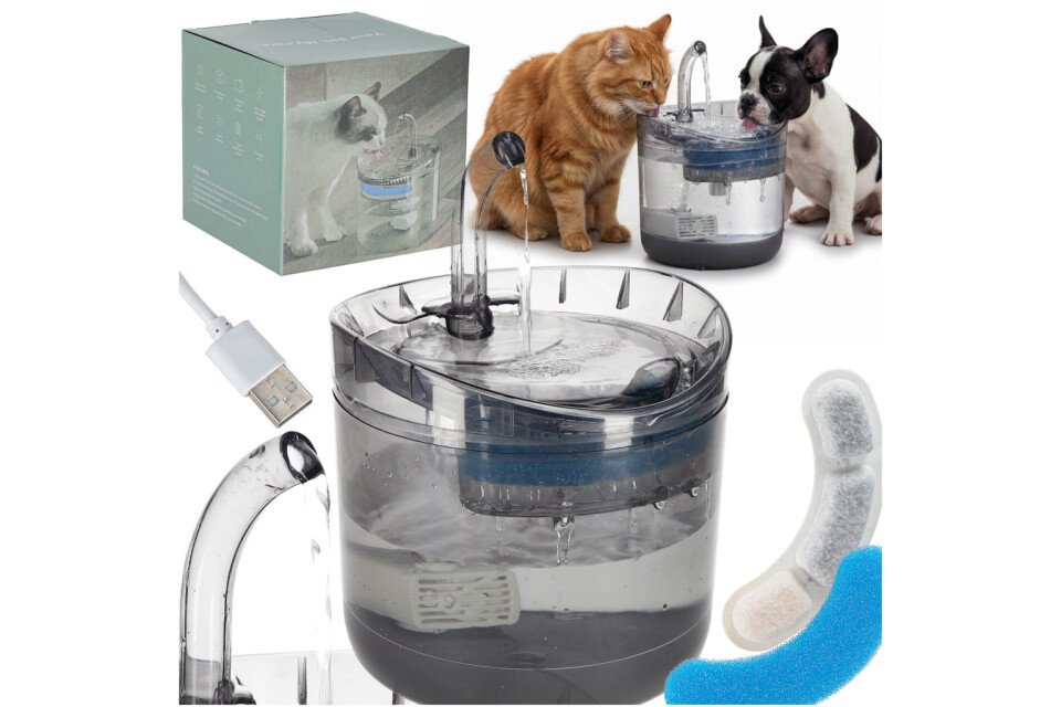 Fontana za vodu za pse, mačke, životinje, automatska hranilica, USB, 1,8 l, filter za čišćenje Jedinstvena ponuda