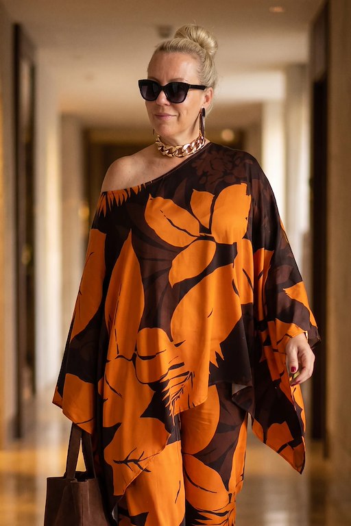Bluza Plus-Size EMA Print – braon-narandžasta