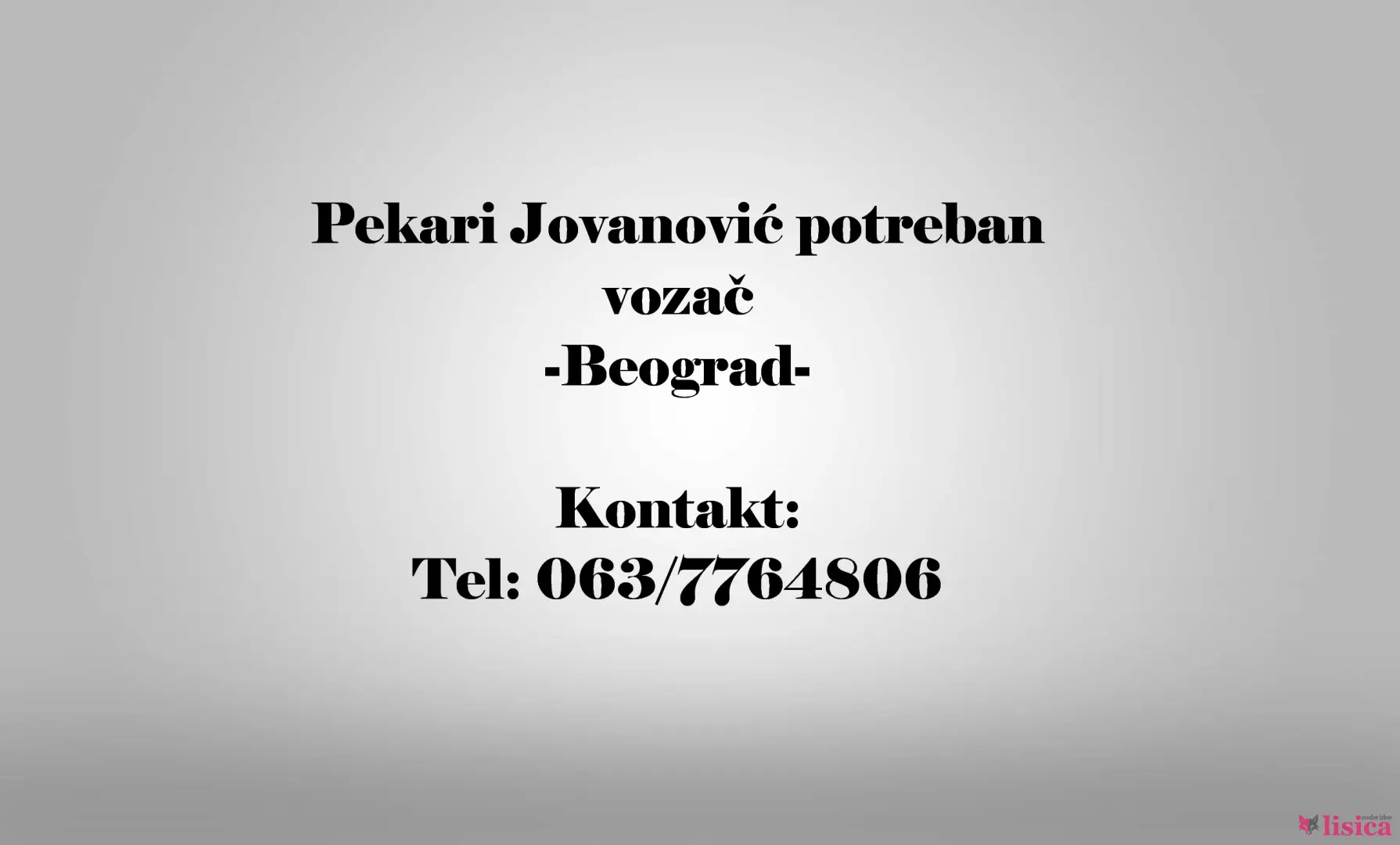 Pekari Jovanović potreban vozač
