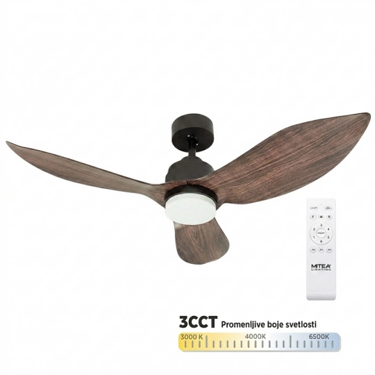 PLAFONSKI VENTILATOR 35W SA SVETLOM 20W/CCT MV5012-CWDD TAMNO BRAON SA DALJINSKIM MITEA 4905