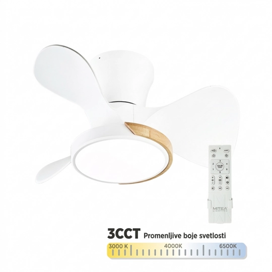 PLAFONSKI VENTILATOR 40W SA SVETLOM 12W/CCT SA DALJINSKIM MV5014-W BELI MITEA 4925