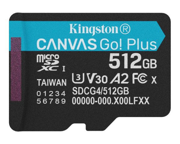 KINGSTON Memorijska kartica U3 V30 microSDXC 512GB Canvas Go Plus 200MB/s A2 SDCG4/512GBSP