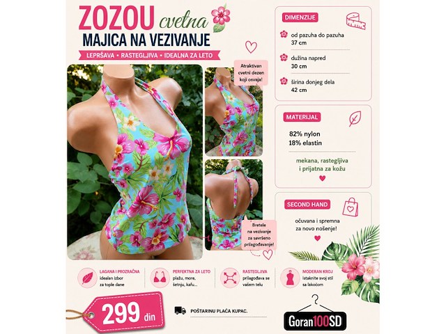 ZOZOU cvetna majica na vezivanje – atraktivan letnji mo