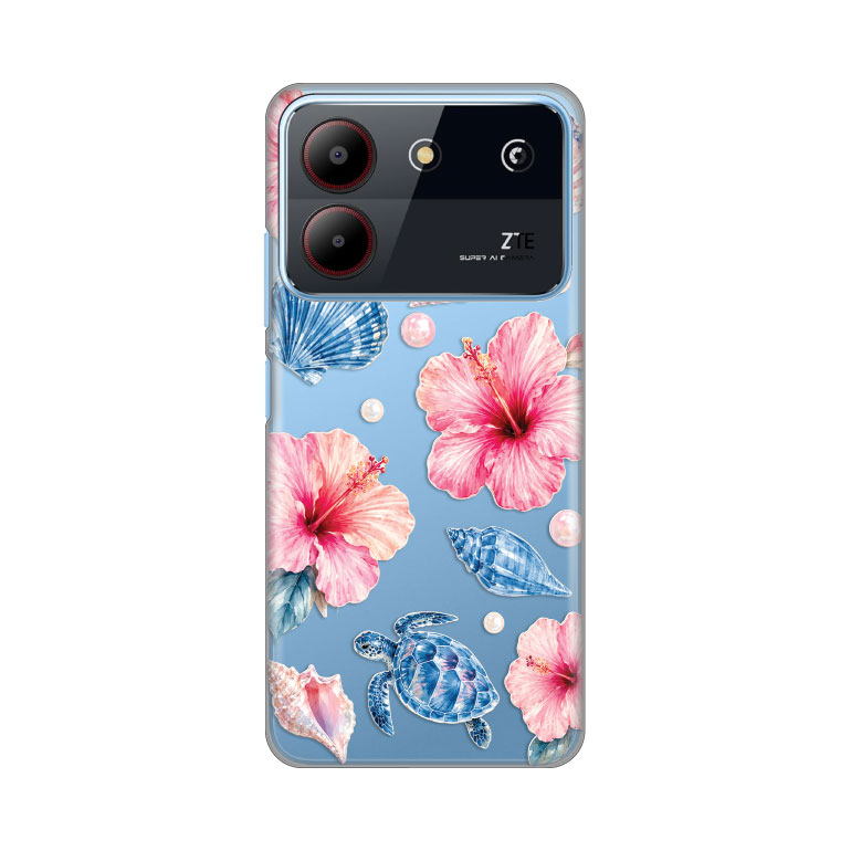 Silikonska futrola print Skin za ZTE Blade A54 Hibiscus Sea