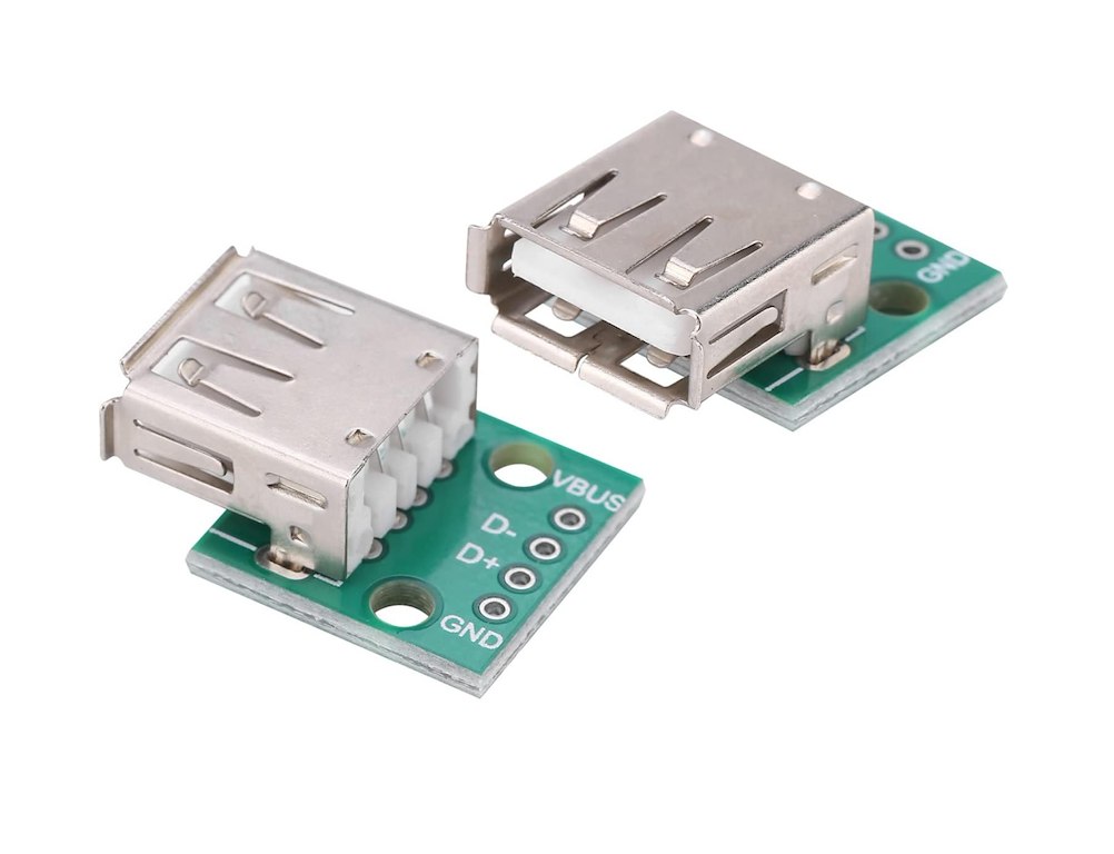 Ženski USB A na DIP Adapter Pločica za lemljenje (4 pina, 2.54mm) - Breakout Modul za Prototip Ploče