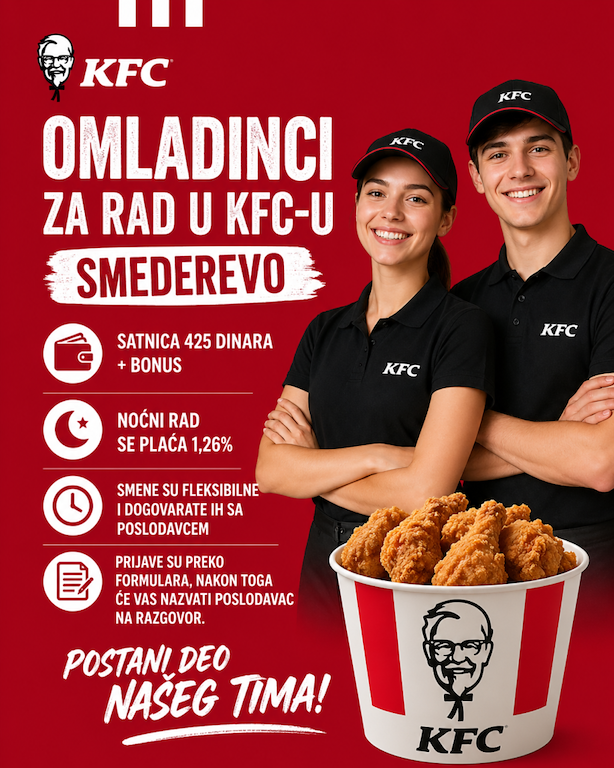 Omladinci Za Rad U KFC-U Smederevo Privremeni poslovi