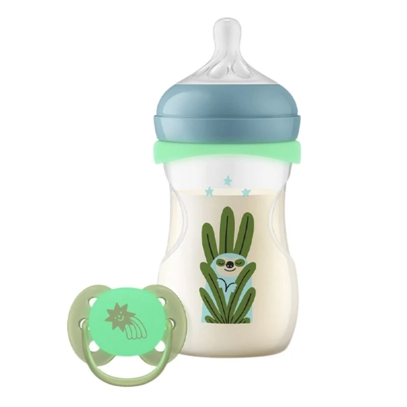 Avent set Natural Response flašica i varalica za bebe Nighttime, 3-6 m