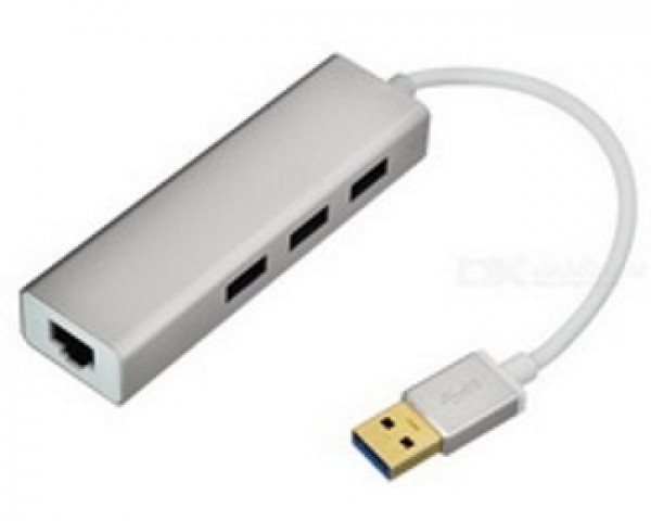 FAST ASIA USB 3.0 - HUB 3port + RJ45 (ž) sivi