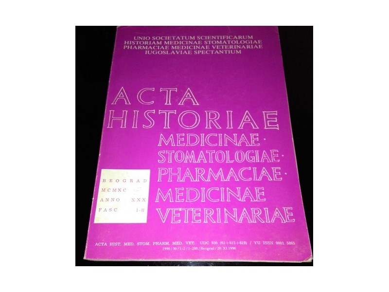 Acta Historiae, Beograd, MCMXC, 1990