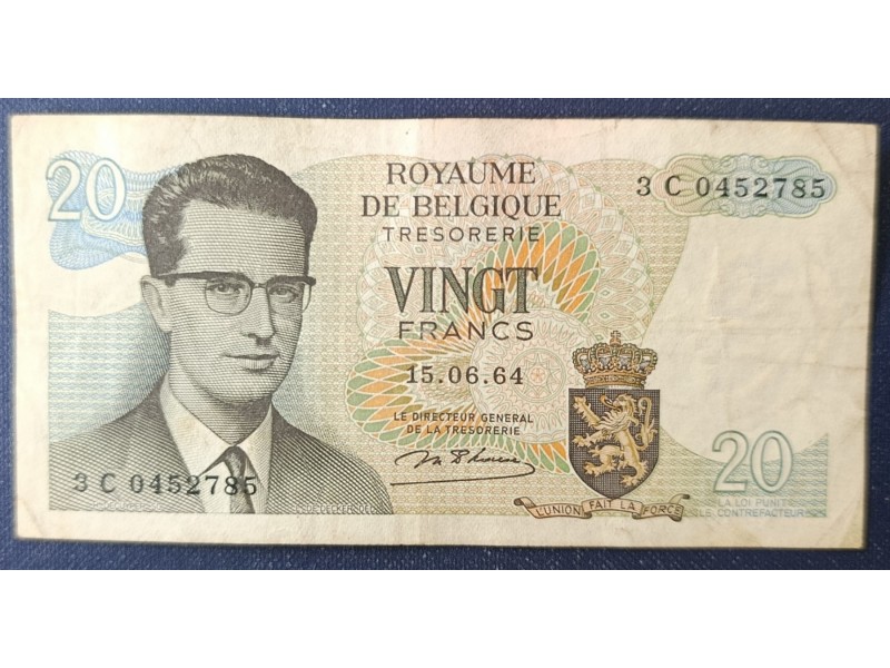 Belgija - 20 franaka - 1964
