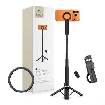 TECH-PROTECT L11S 2-IN-1 MAGSAFE SELFIE STICK TRIPOD WITH BLUETOOTH REMOTE - BLACK