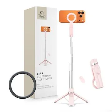 TECH-PROTECT L11S 2-IN-1 MAGSAFE SELFIE STICK TRIPOD WITH BLUETOOTH REMOTE - PINK